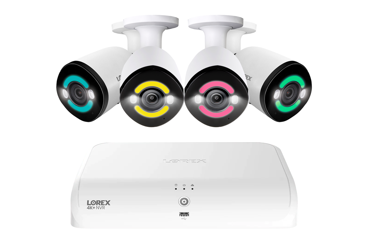 Lorex 4K+ Fusion Wired NVR System with 4 Bullet IP Cameras Featuring 12MP Ultra HD and Smart ...