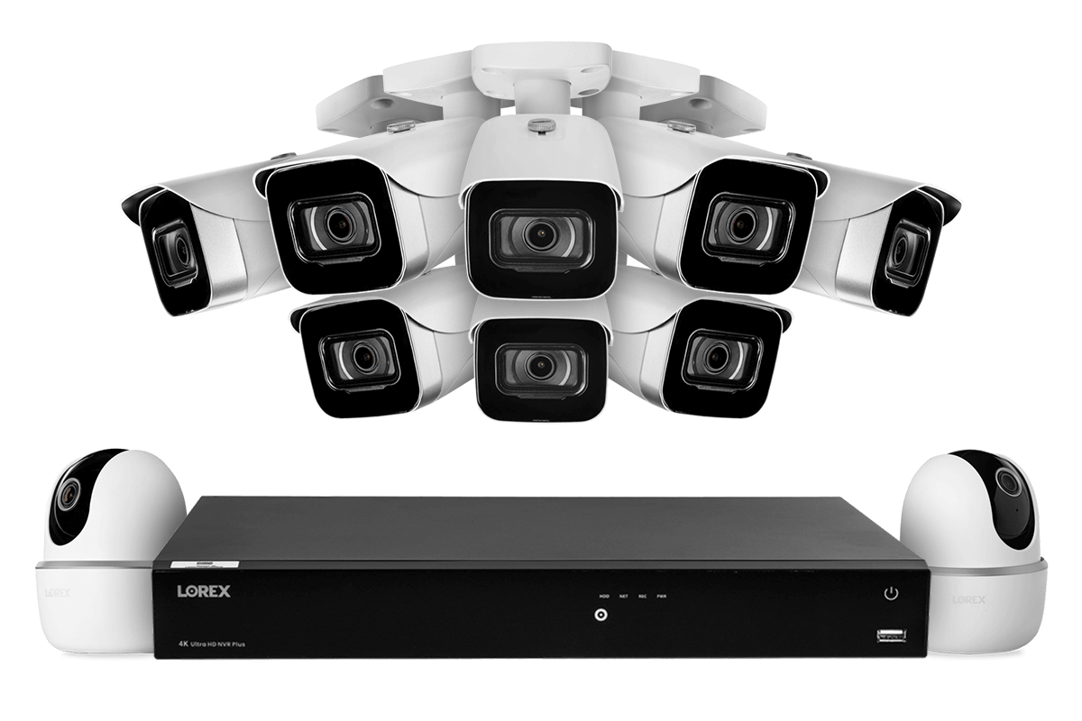 4K 16-Channel 3TB Wired NVR System with 8 Cameras + Two 2K Pan-Tilt Wi ...